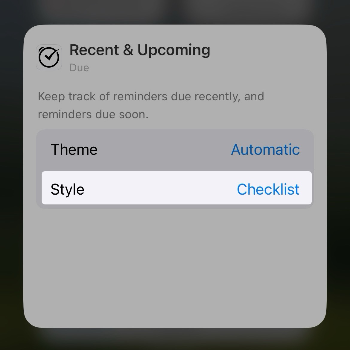Disable Interactive Checklist Style Widget Due App Support